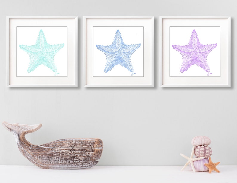 Starfish Pointillism Art - Etsy