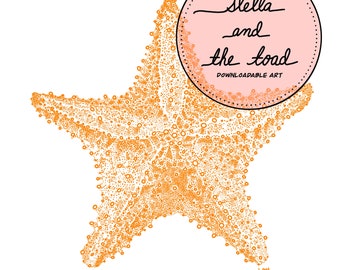 Starfish Pointillism Art | Etsy