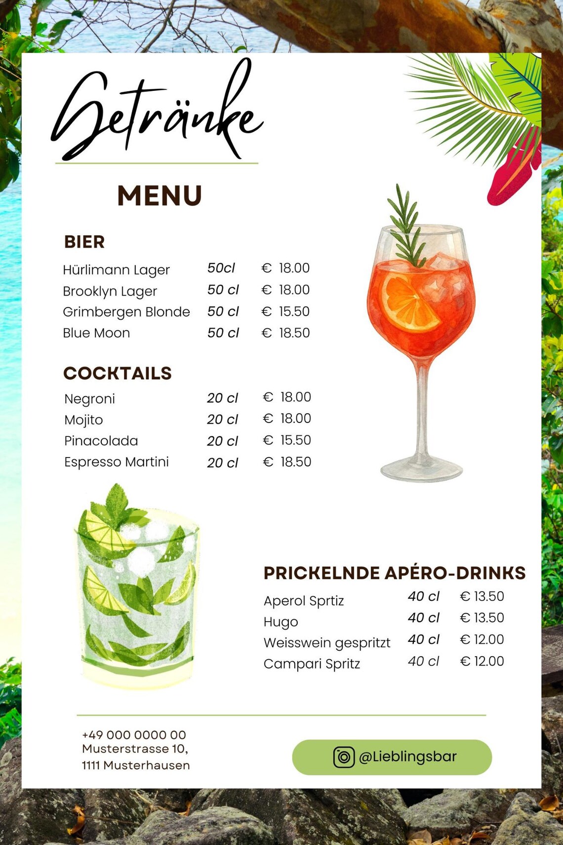 Drinks Menu Bar Template, Bar Menu, Printable, Digital Template ...