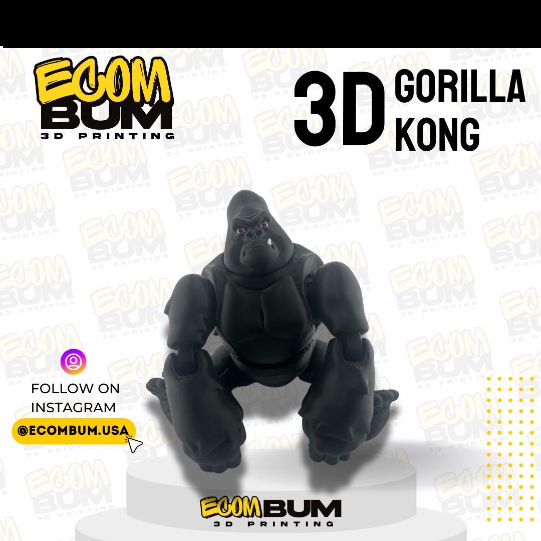 Gorilla Action Figure – Custom 3D Printed Poseable Gorilla Toy | Jungle ...