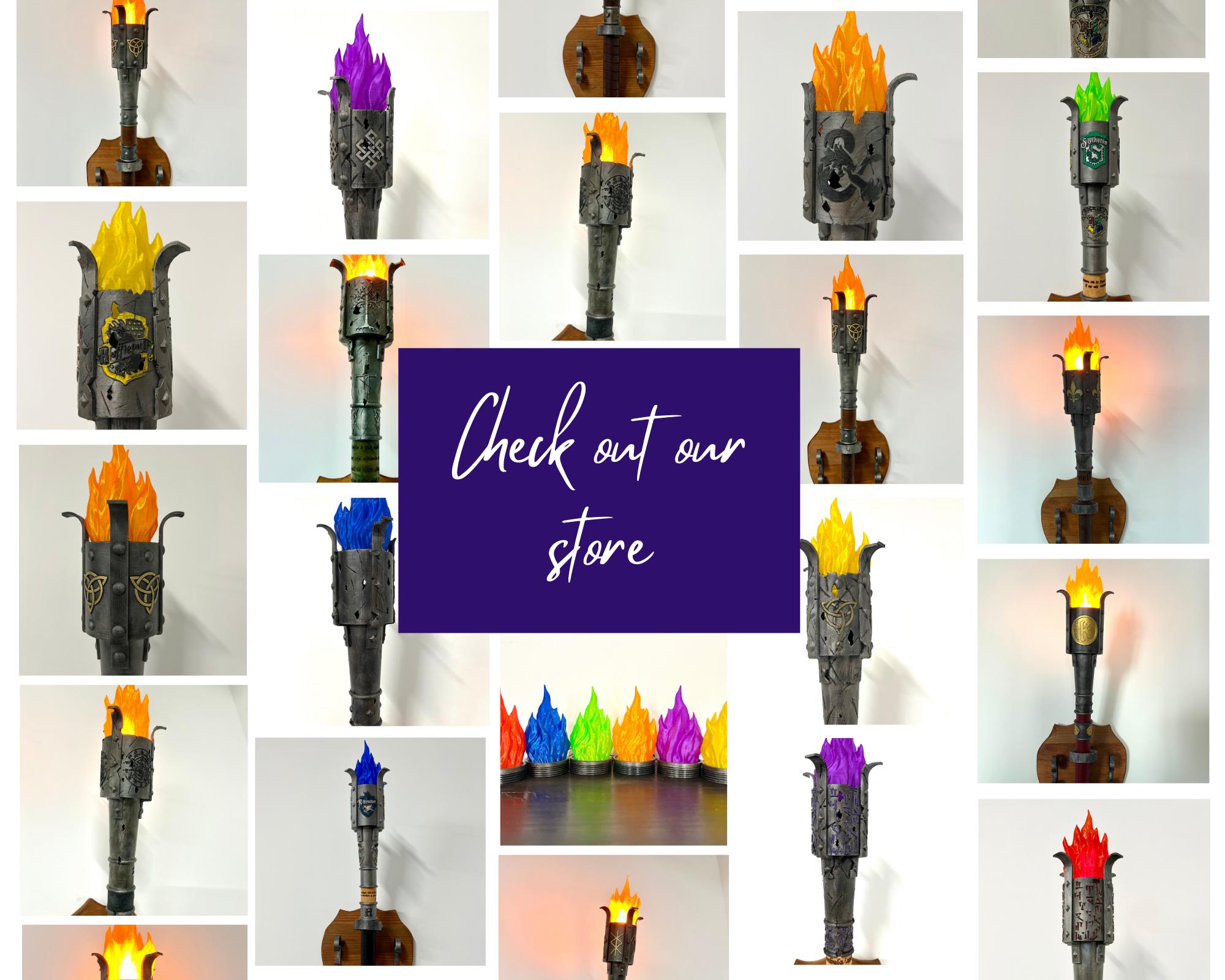 Medieval "celtic" LED Torch With Flame Effect for LARP, Larp, Cosplay ...