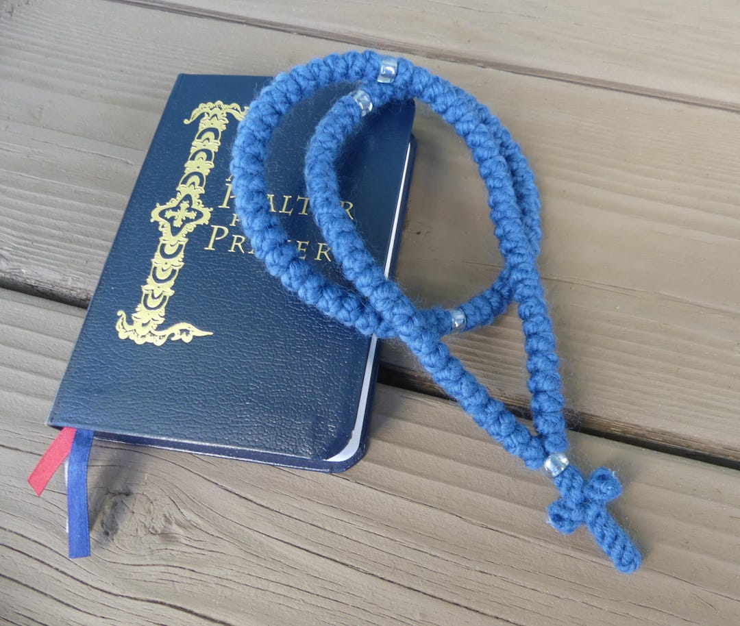 Orthodox Christian Prayer Rope 100knots With Cross, 100% Beautiful Blue ...