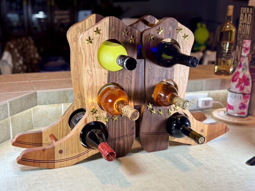 Unique Wooden Wine Rack, Western Themed Wine Rack, Gift for Wine Lovers ...