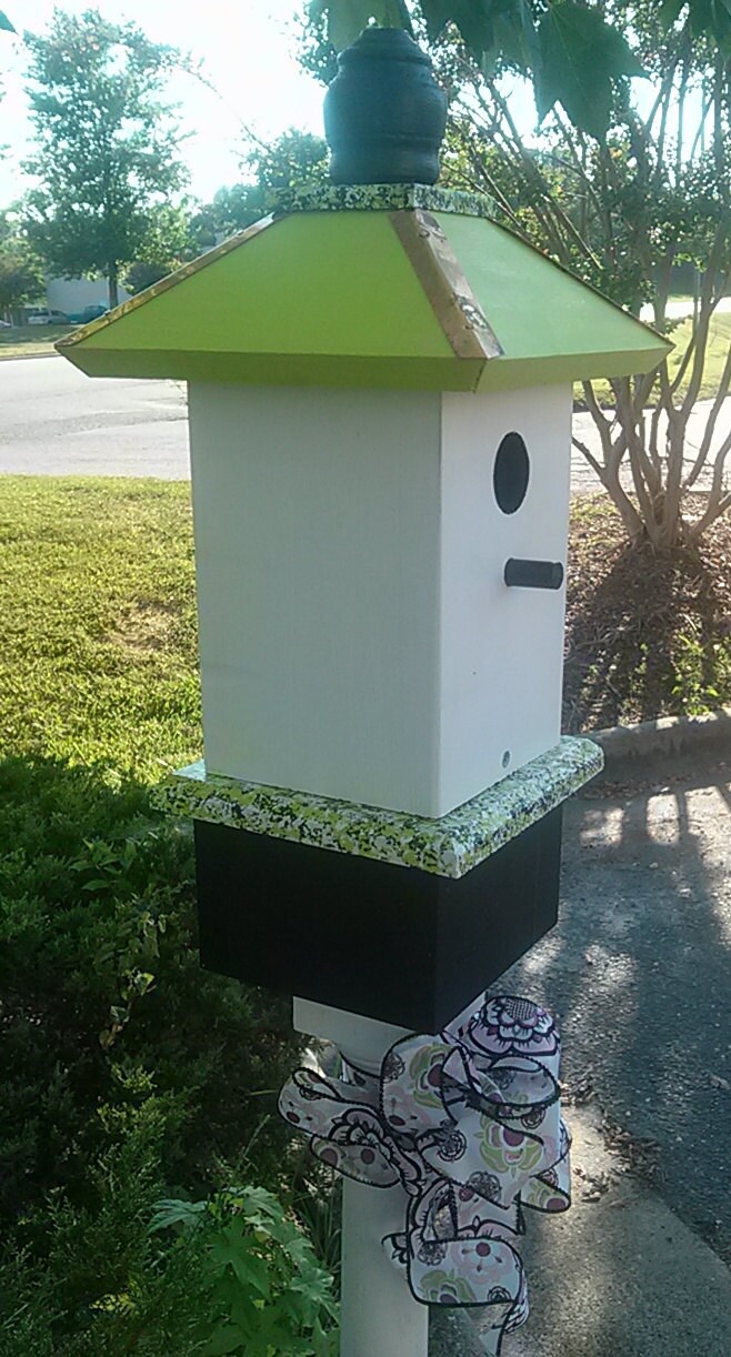 Cottage Chic Birdhouse Wooden Bird Houses Painted | Etsy