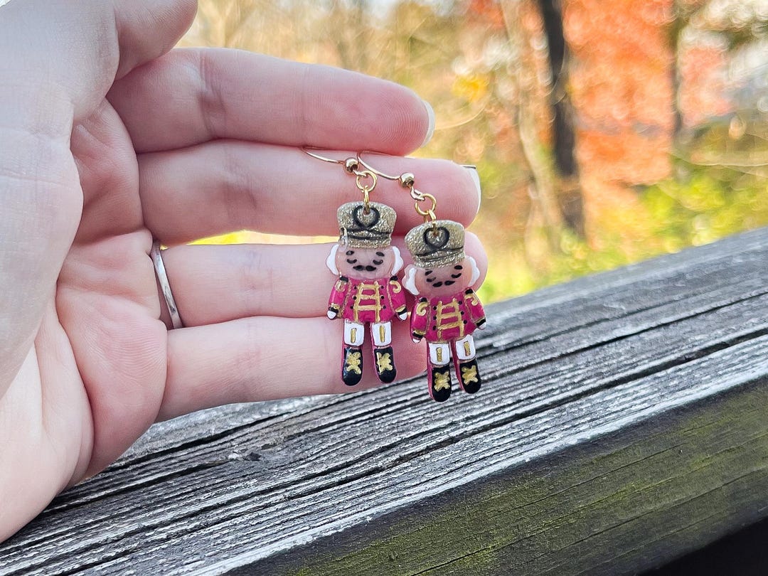 Festive Nutcracker Earrings: Handmade Polymer Clay Holiday Dangles - Etsy