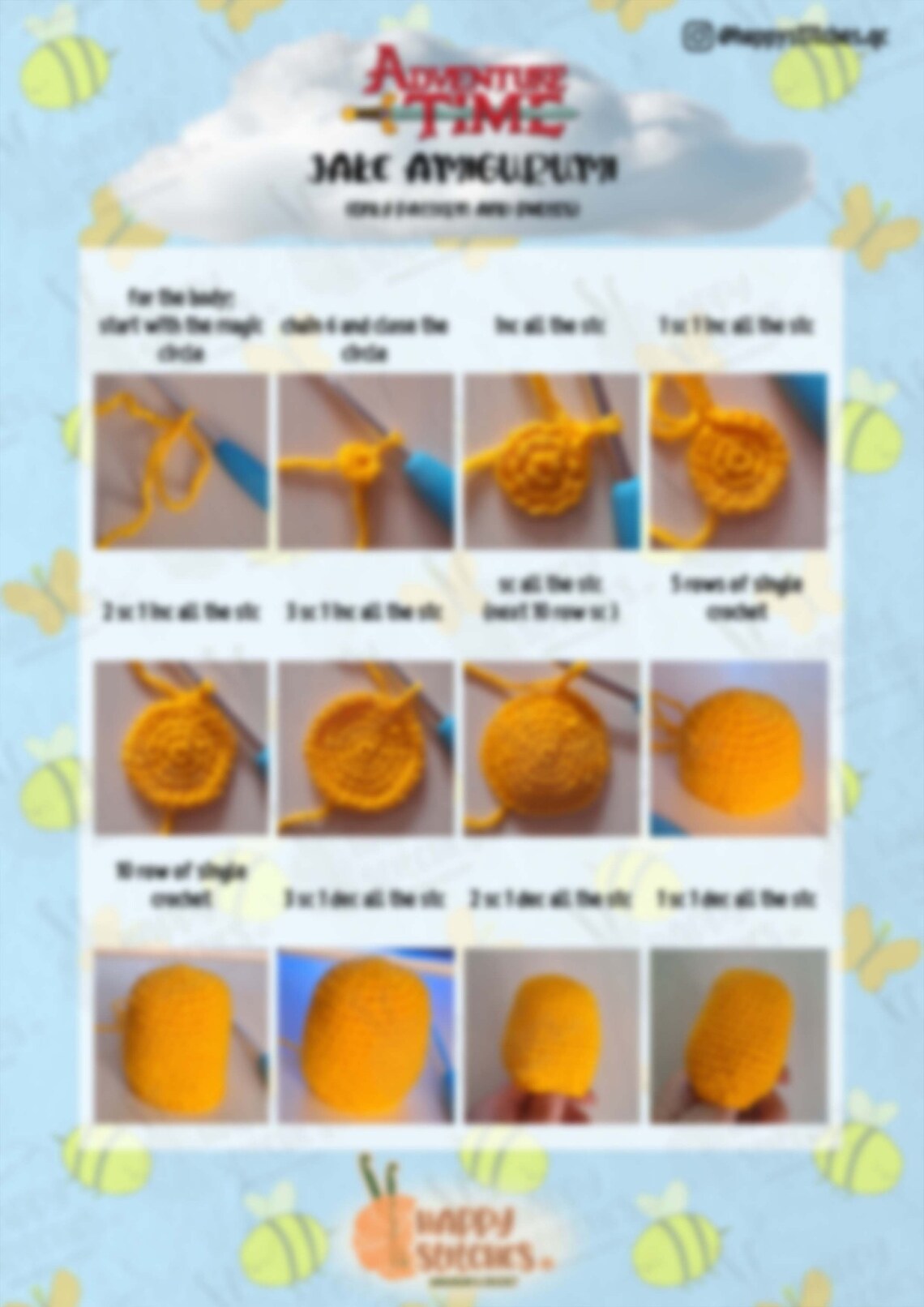 Jake the Dog Amigurumi Crochet Pattern - Easy Level - Etsy