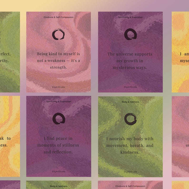 Printable Affirmation Cards for Self Care, 40 Positive Daily Mantras ...