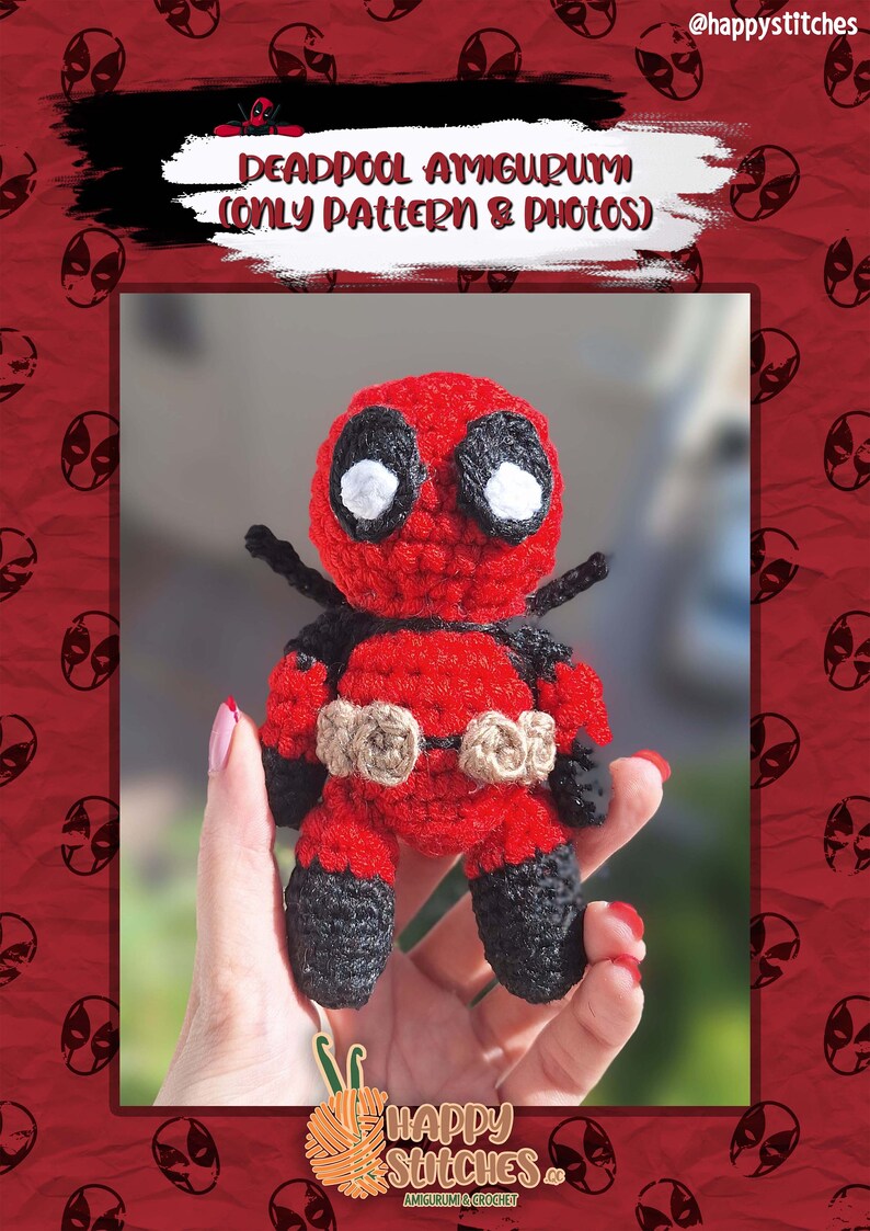Deadpool Crochet Pattern AMIGURUMI Cute Superhero - Etsy
