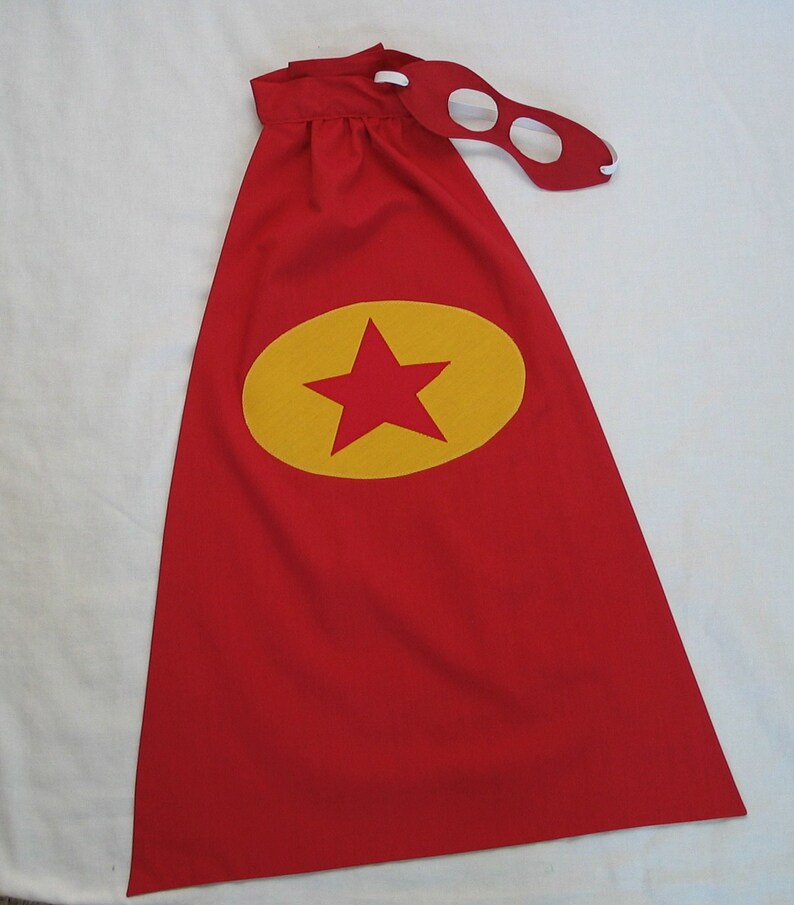Children's Super Hero Cape and Mask Set Red and Yellow - Etsy