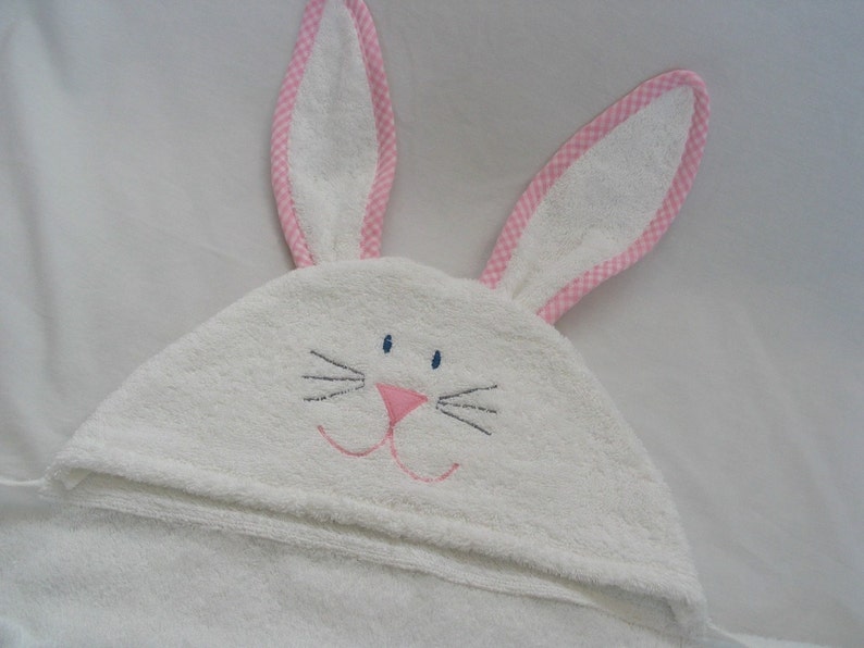 Pink Bunny Rabbit Hooded Bath Towel- Pink Gingham Trim - Etsy