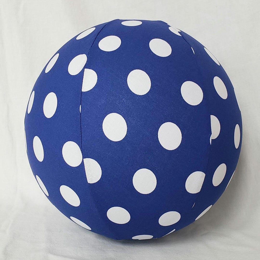 Fabric Balloon Ball Cover - TOY - Royal Blue Polka Dots - Great ...
