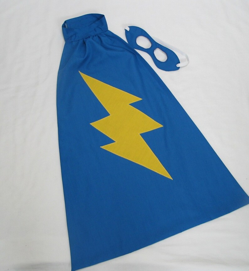 Superhero Red CAPE and Mask Set With PERSONALIZED Lightning Bolt ...