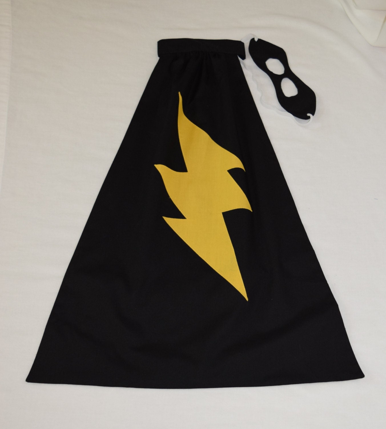 SUPER Hero Cape/mask Set - Black W/ Yellow Lightning Bolt - Personalize ...
