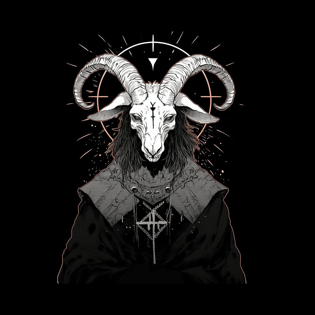Manga Style Baphomet PNG Dark Occult Art, Gothic Demon Illustration ...
