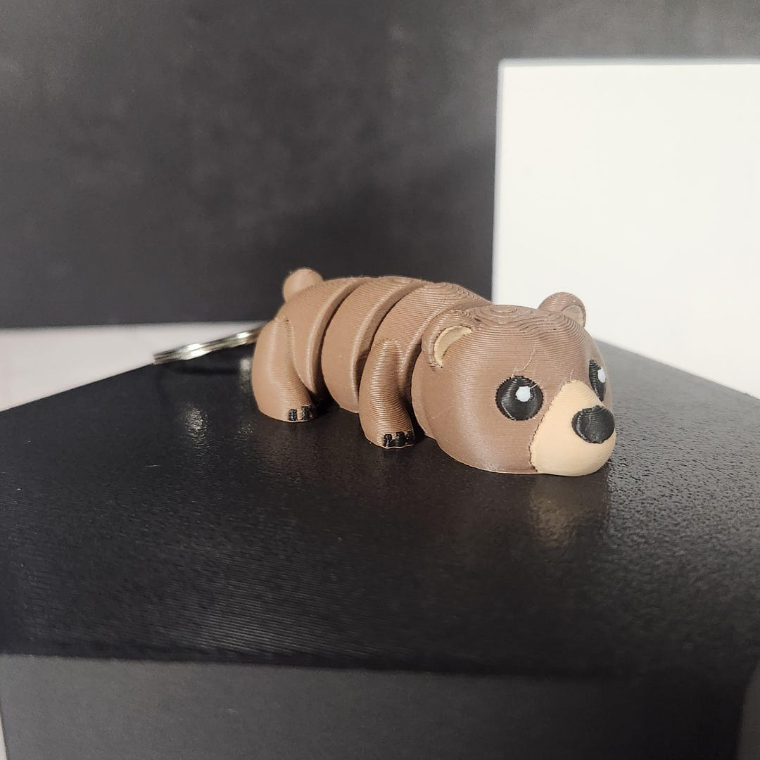 Articulating Bear Keychain - Grizzly Bear Cub! Flexi Gift, Fidget Toy ...