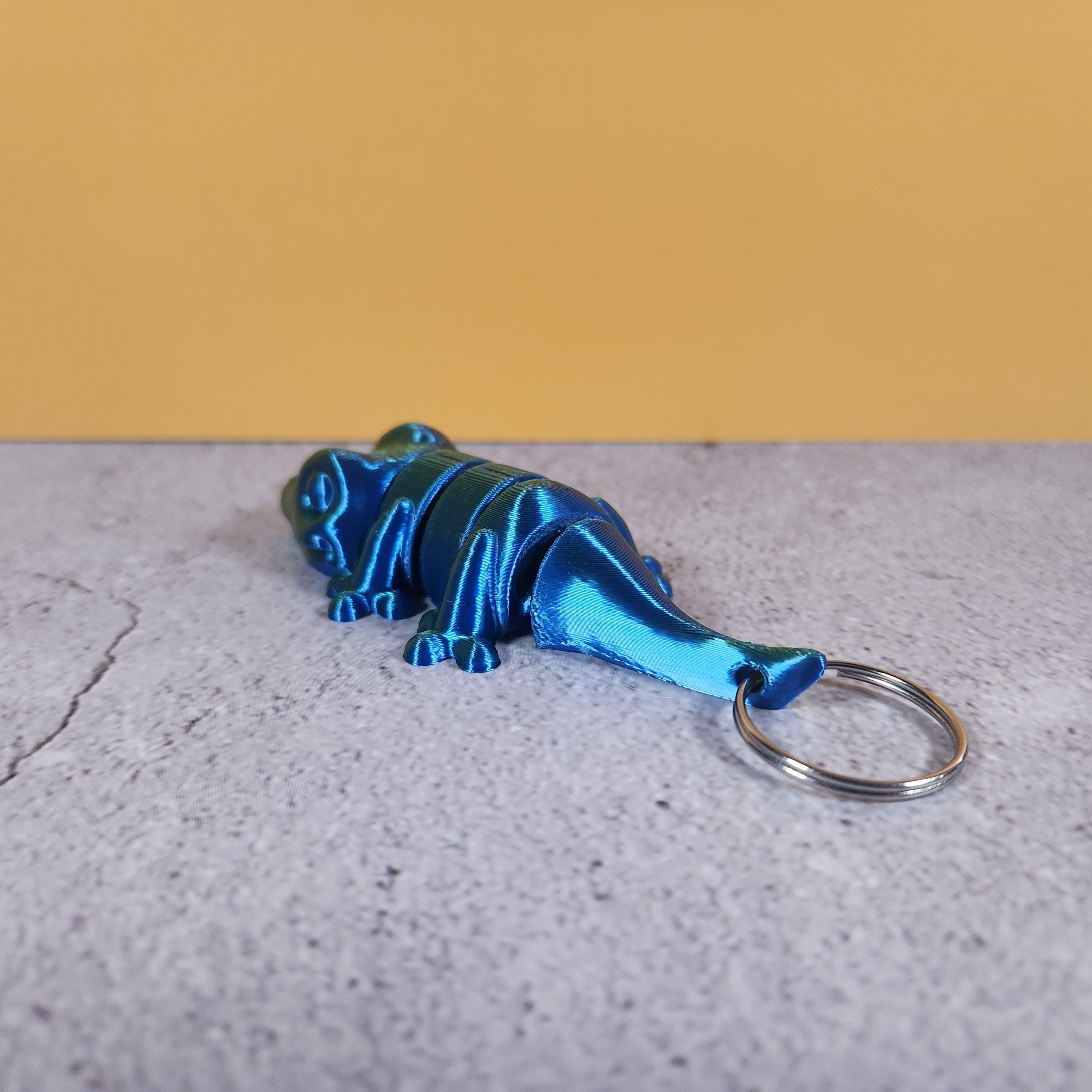 Articulated Cute Gecko/lizard Keychain - Shiny Blue Green! Flexi Gift ...