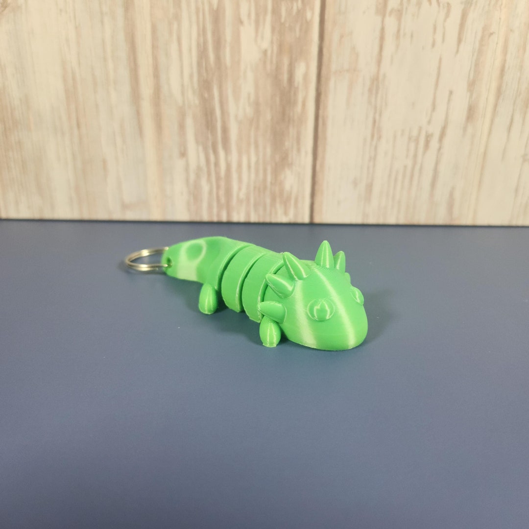 Articulating Green Axolotl Keychain - Flexi Gift, Fidget Toy, PLA. Cute ...
