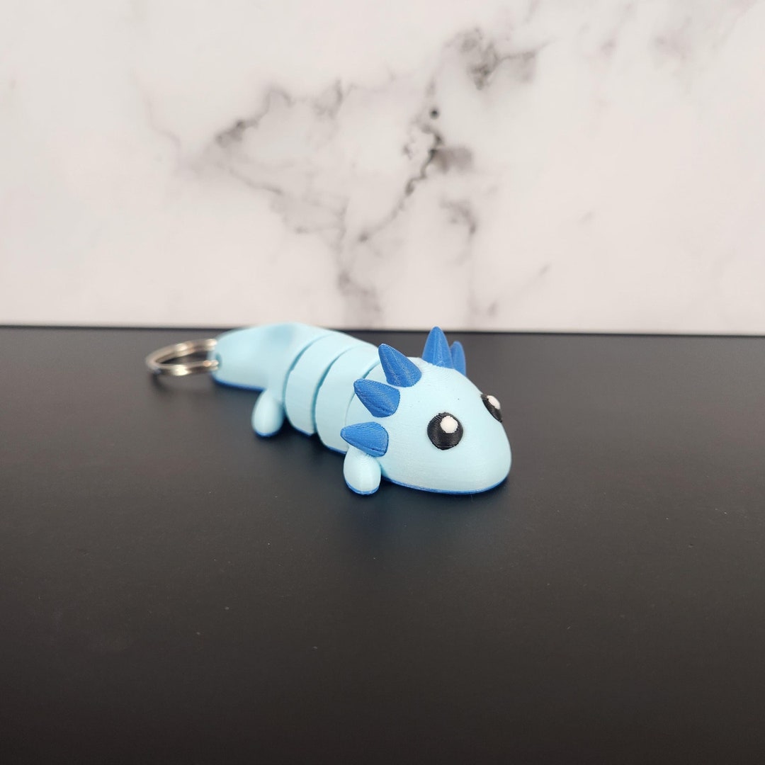 Articulating Blue Axolotl Keychain - Baby Blue! Flexi Gift, Fidget Toy ...
