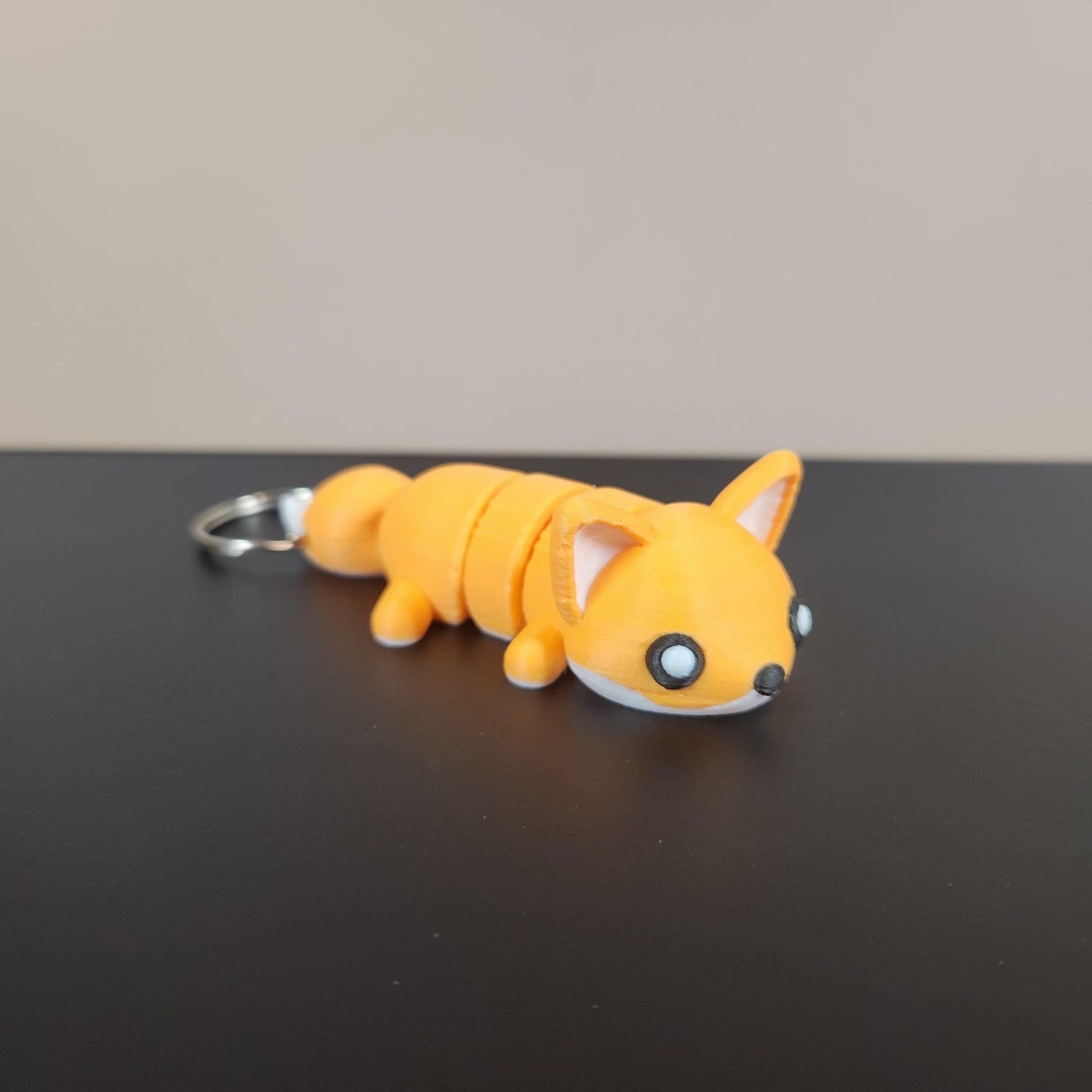 Articulating Fox Keychain - Baby Fox Key Chain. Flexi Gift, Fidget Toy ...