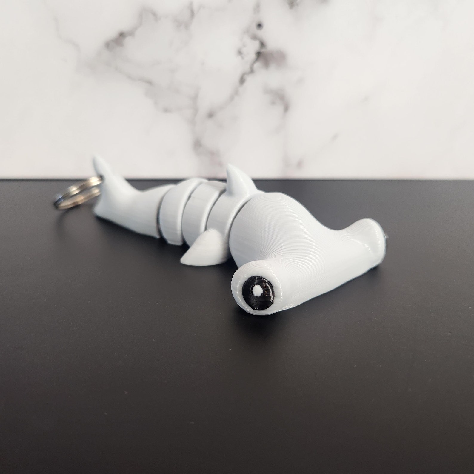 Articulating Shark Keychain - Gray Color! Flexi Gift, Fidget Toy, PLA ...