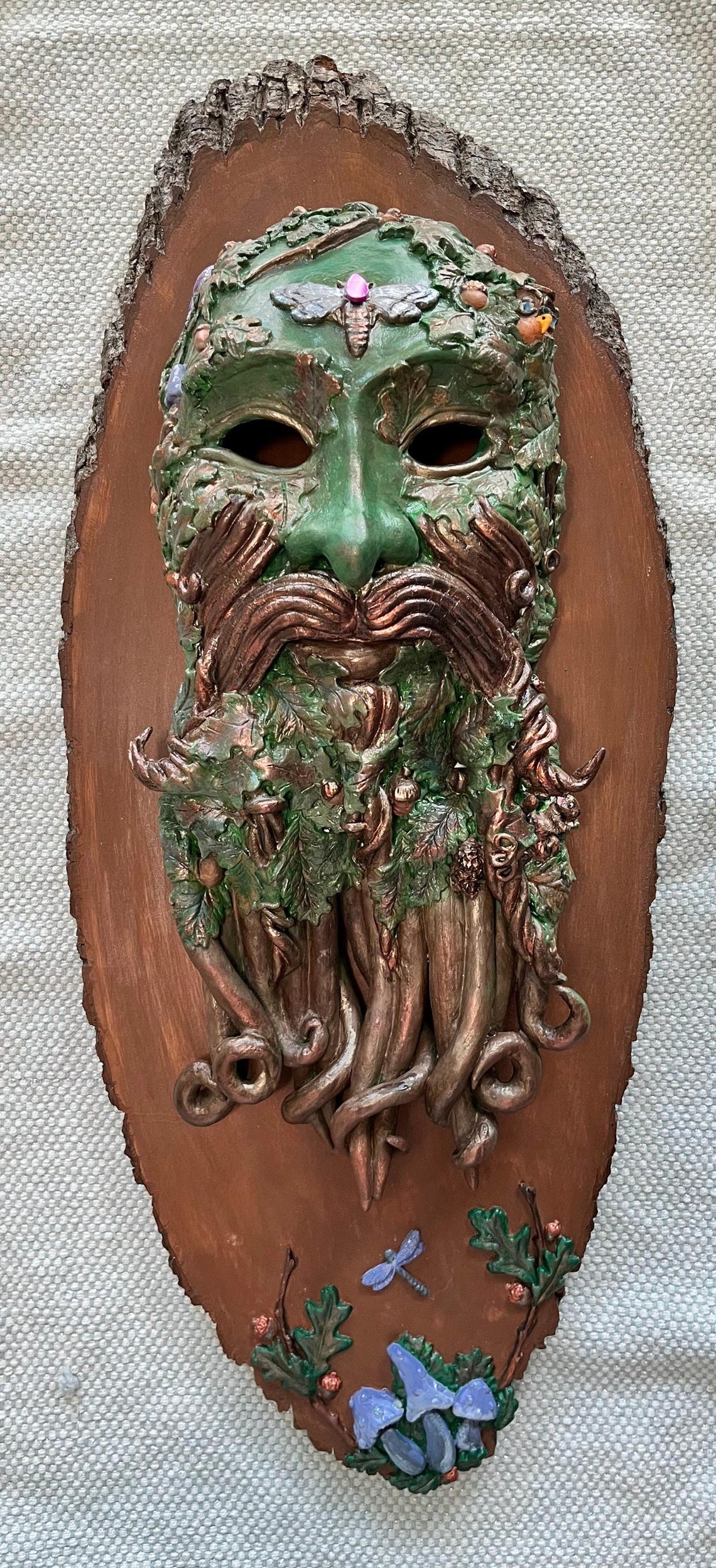 Unique Handcrafted Green Man Decorative Mask and Mounting Plaque ...