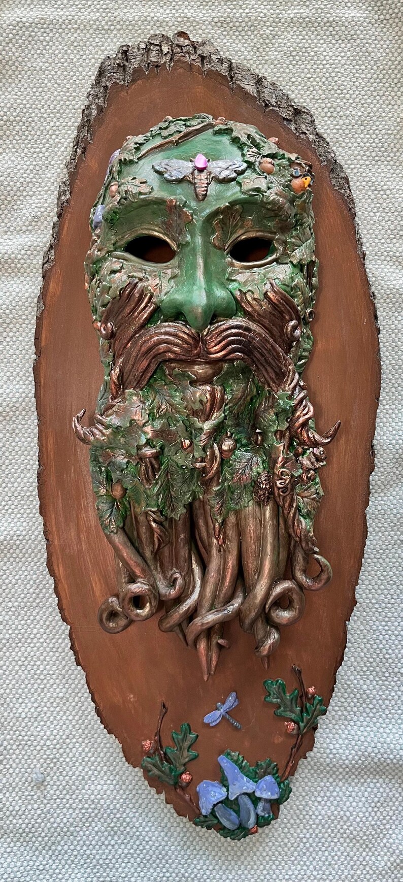 Unique Handcrafted Green Man Decorative Mask and Mounting Plaque ...
