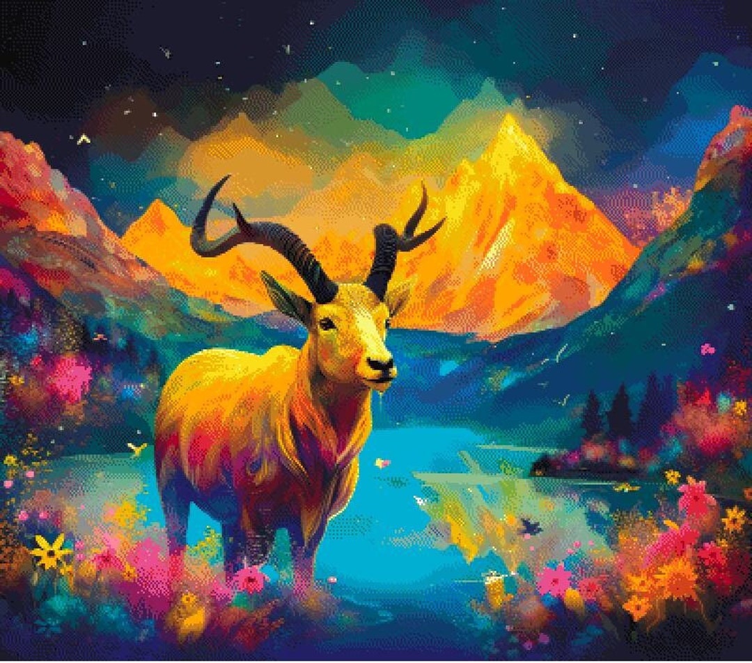 Pattern "vibrant Antelope" Full-coverage, Cross Stitch Pattern, 99 ...
