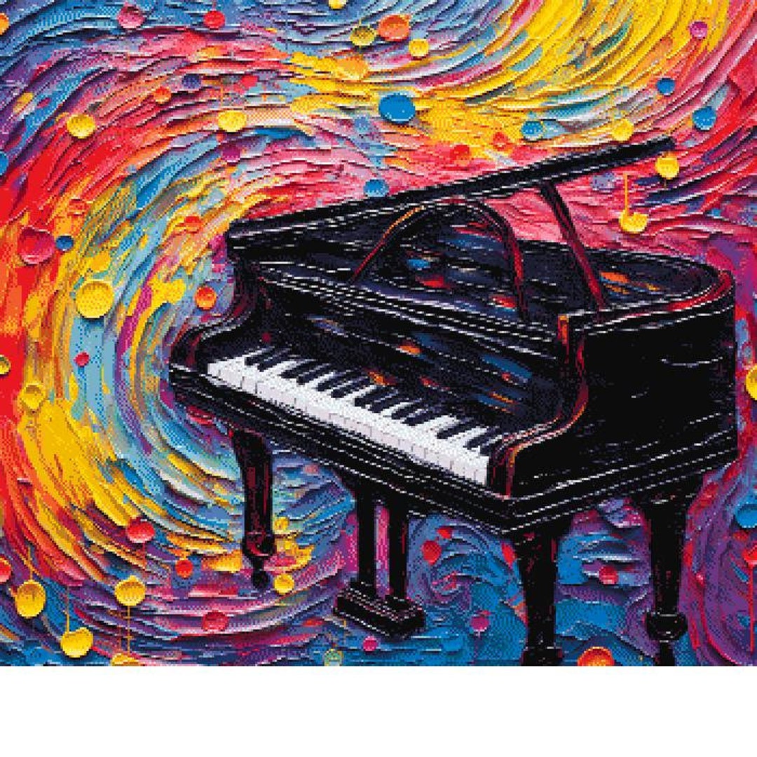 Pattern "paint Splat Piano" Full-coverage, Cross Stitch Pattern, 90 ...