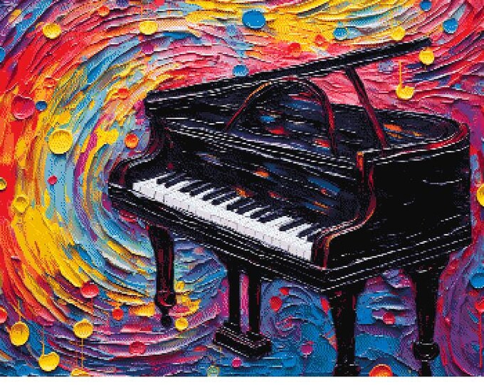 Pattern "paint Splat Piano" Full-coverage, Cross Stitch Pattern, 90 ...