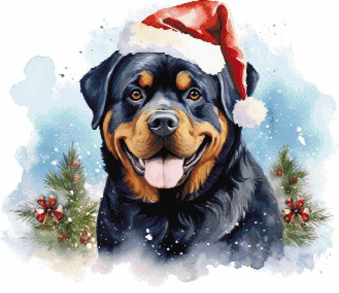 Pattern "santa Rottweiler" Cross Stitch Pattern, 75 Colors, Over 50,000 ...