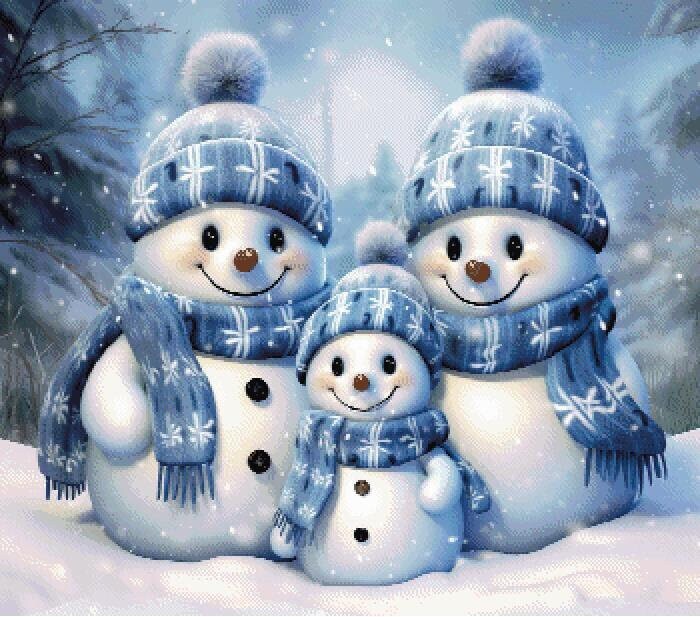 Pattern "snow Family" Cross Stitch Pattern, 92 Colors, Over 100,000 ...