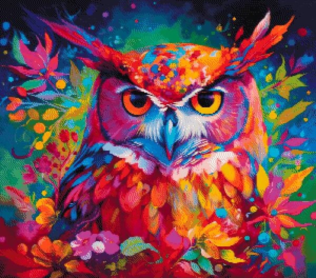 Pattern "colorful Owl" Cross Stitch Pattern, 91 Colors, Over 50,000 ...