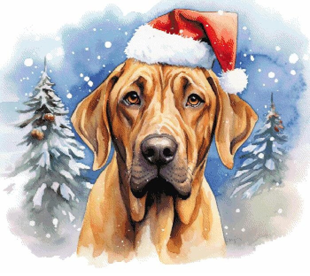 Pattern "santa Rhodesian Ridgeback" Cross Stitch Pattern, 75 Colors ...