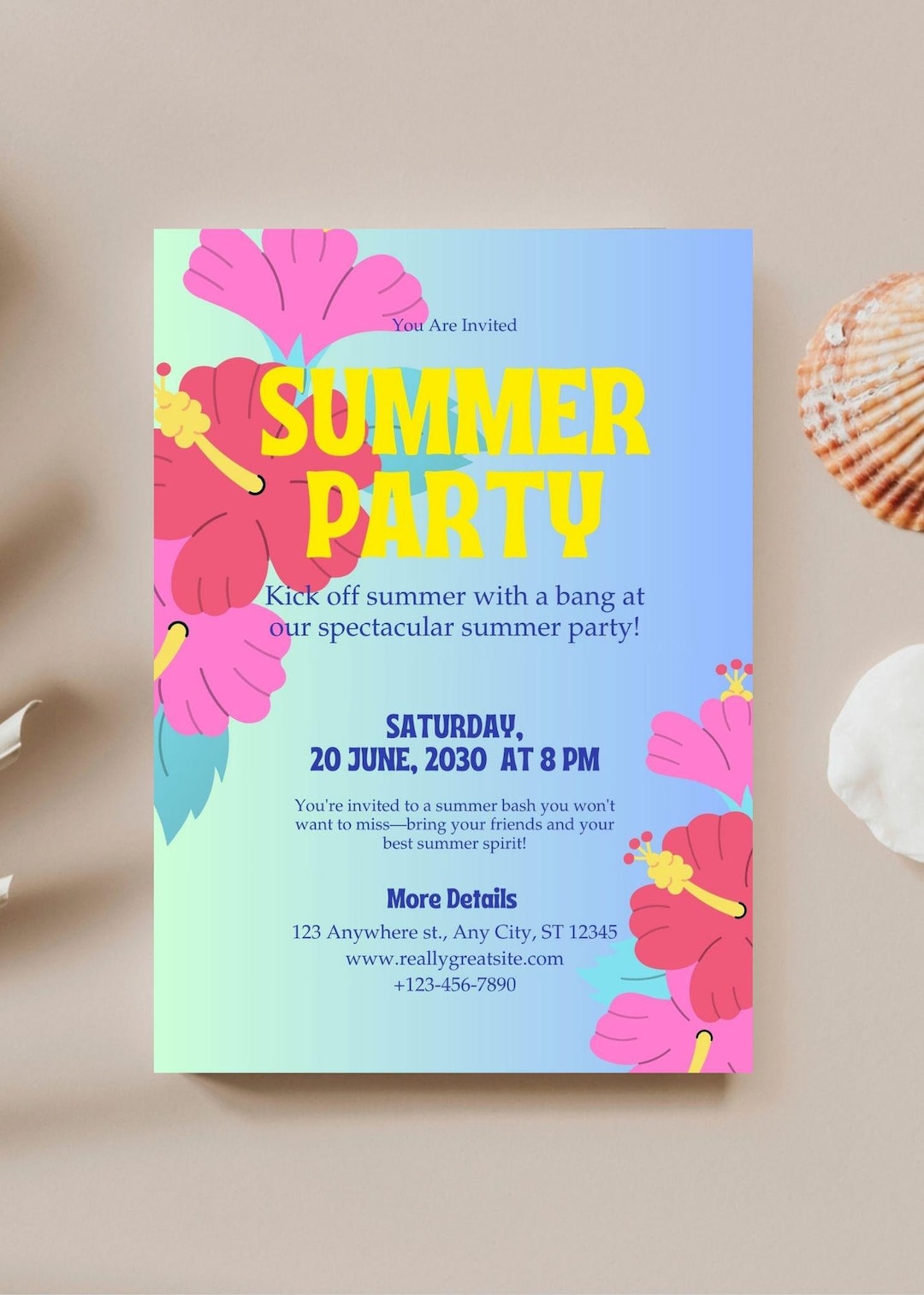 EDITABLE Summer Party Invitation DIGITAL & PRINTABLE - Etsy UK