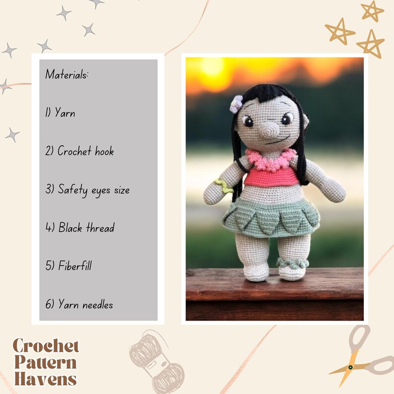 Crochet Pdf Patterning Lilo and Stitch Sewed Gift Amigurumi Doll ...