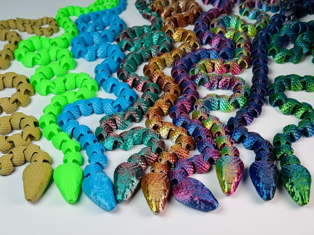 Articulated Scaled Snake Fidget Toy - 3D Printed Stress Relief Desk Toy ...