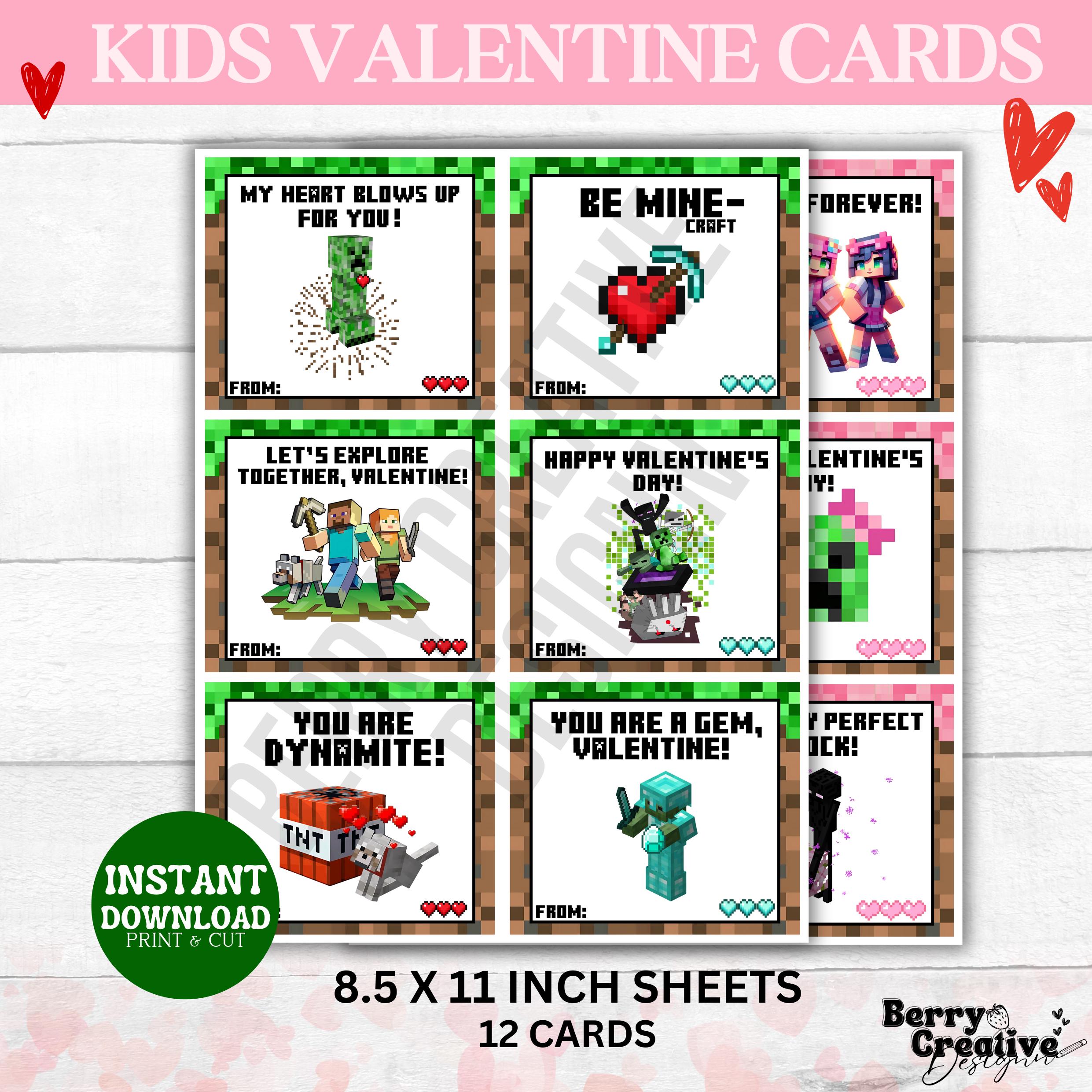 Editable Mine Valentines Day Cards Gamer Valentine Printable School ...