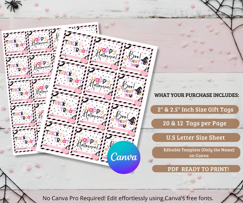 Editable & Printable Halloween Gift Tags, Halloween Classroom Treat Tag ...