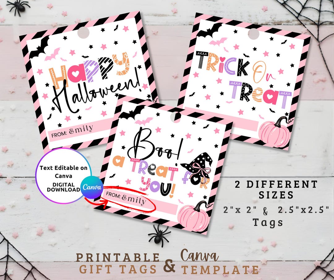 Editable & Printable Halloween Gift Tags, Halloween Classroom Treat Tag ...