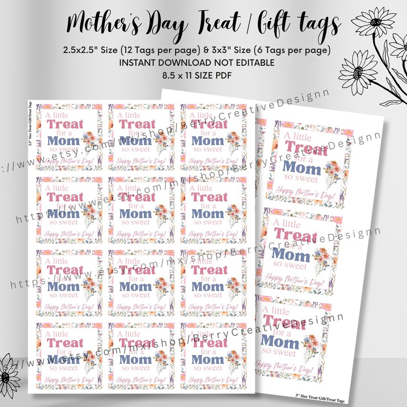 Mothers Day Printable Gift Tag | Mother's Day Tags | A Little Treat Tag ...