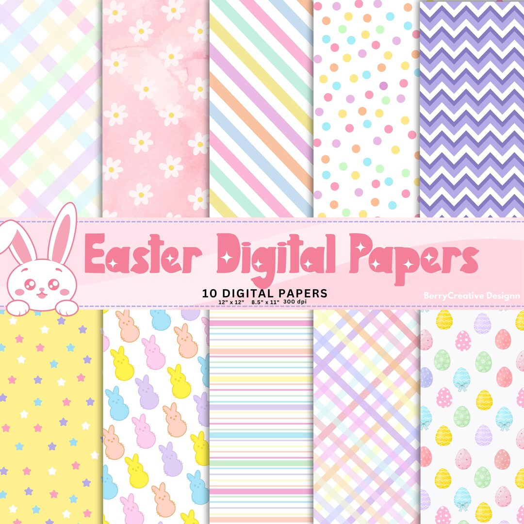 Easter Digital Paper | Pastel Easter Digital Papers | Easter Patterns | Easter Scrapbook Papers ...