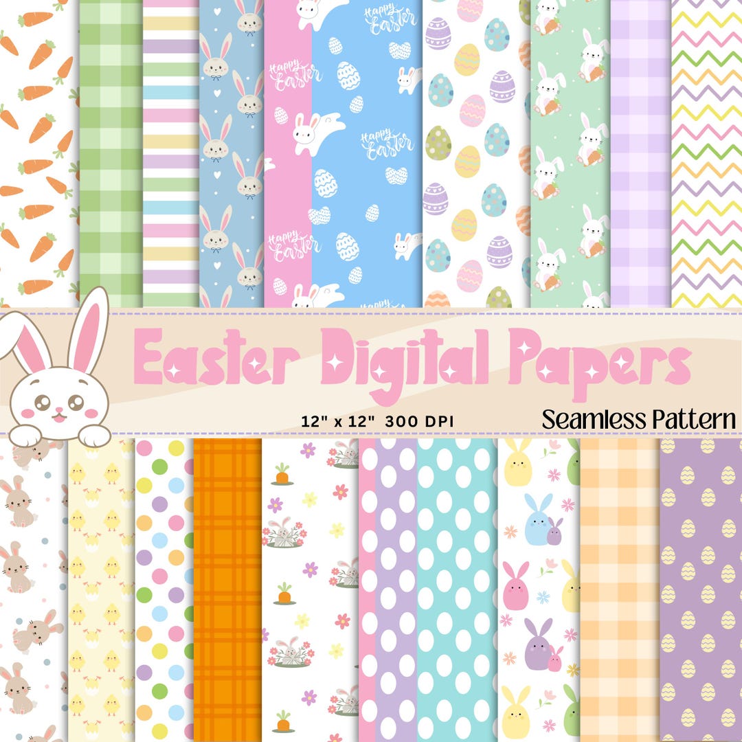Easter Digital Papers | Easter Eggs | Easter Colorful Patterns | Easter ...