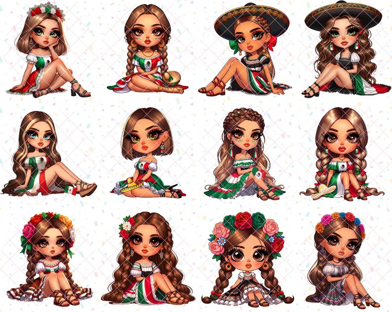 Chibi Mexican Girl | Mexican Clipart | Chibi 5 De Mayo | Mexican Chibi ...