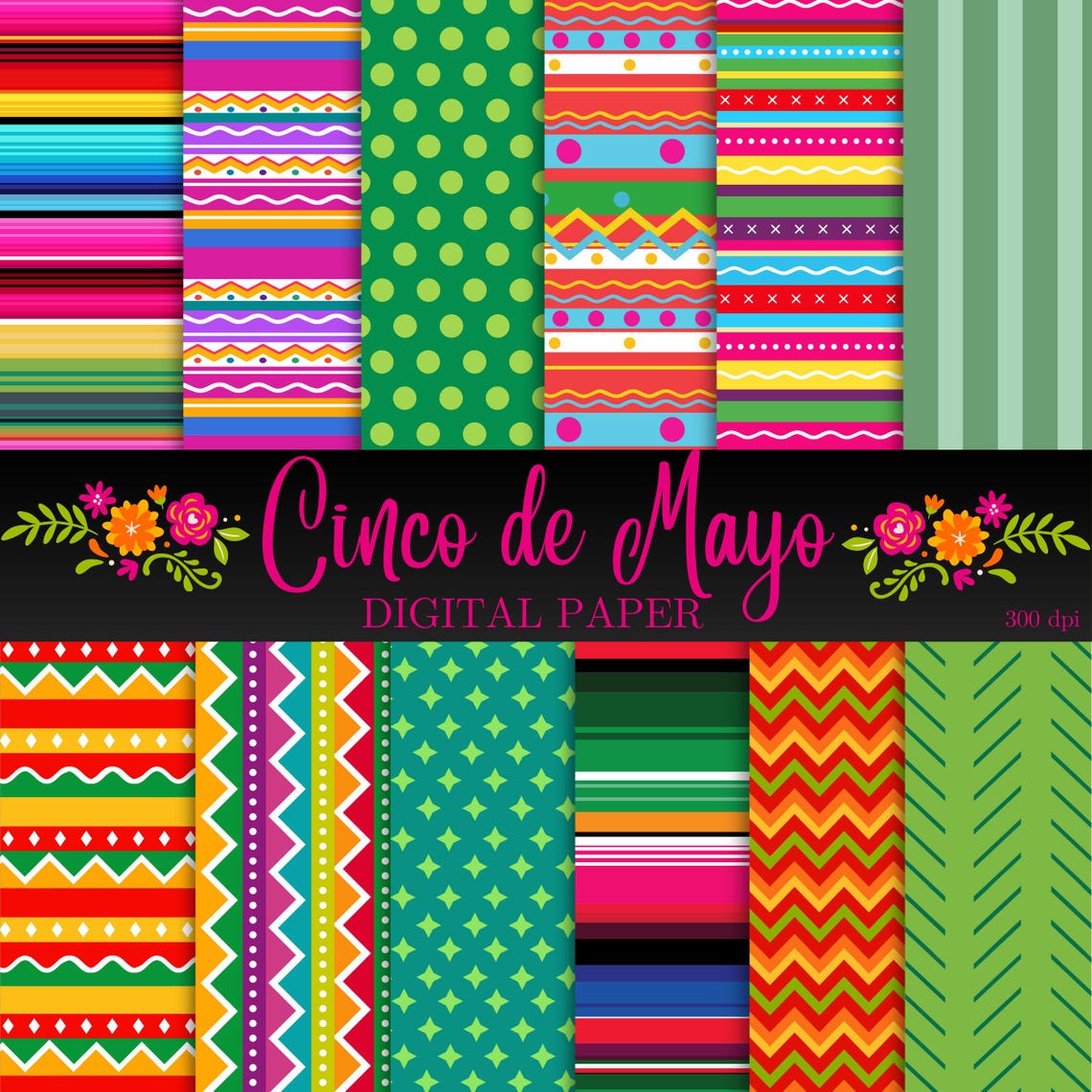 Cinco De Mayo Digital Paper | Fiesta Mexican Digital Paper | Mexican ...