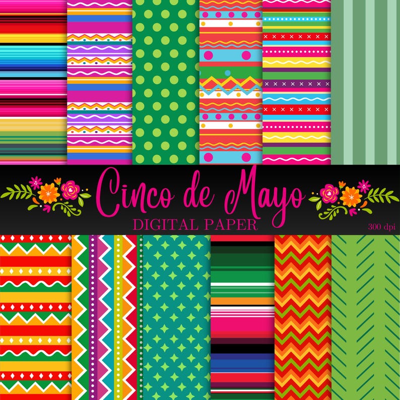 Cinco De Mayo Digital Paper | Fiesta Mexican Digital Paper | Mexican ...