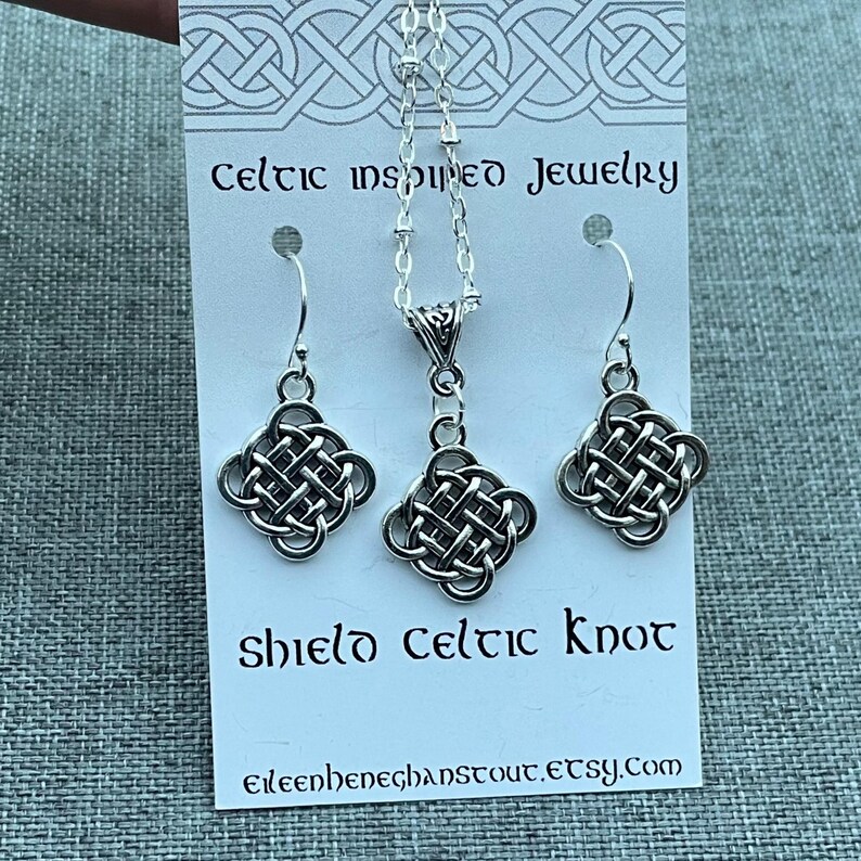 Celtic Shield Knot Earrings. Irish Jewelry Silver Dangle. Book of Kells ...