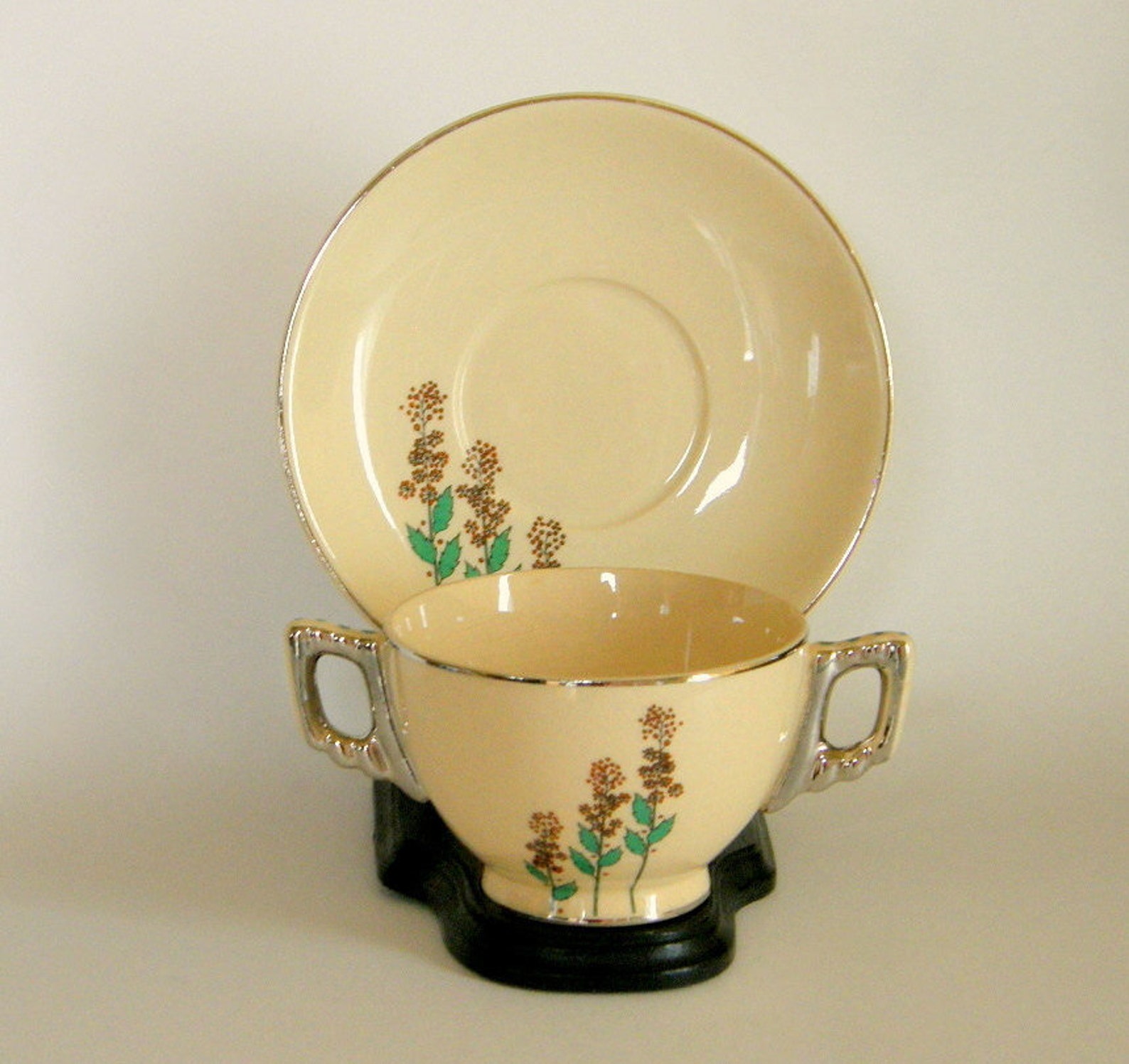 Set of 6 Leigh Ware Wildflower Moderne 2-handled Cups W/ - Etsy