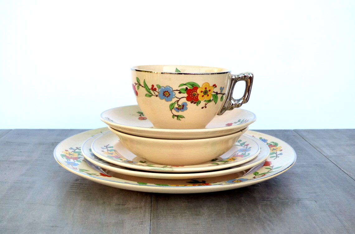 Vintage Leigh Ware Springtime Art Deco Dinnerware for 612: - Etsy