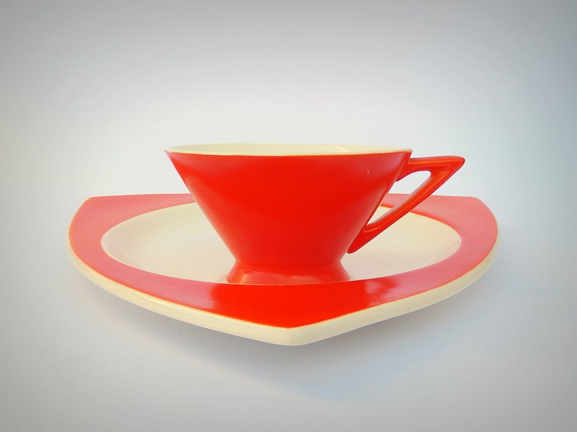 Atomic Art Deco Salem Streamline Cup W/ Tricorne Saucer in - Etsy