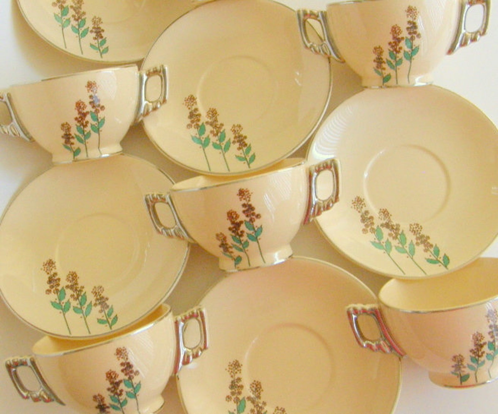 Set of 6 Leigh Ware Wildflower Moderne 2-handled Cups W/ - Etsy